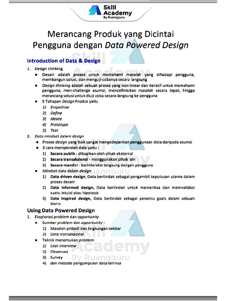 Materi Course Merancang Produk Metode Data Powered Design by Ruang Guru ...