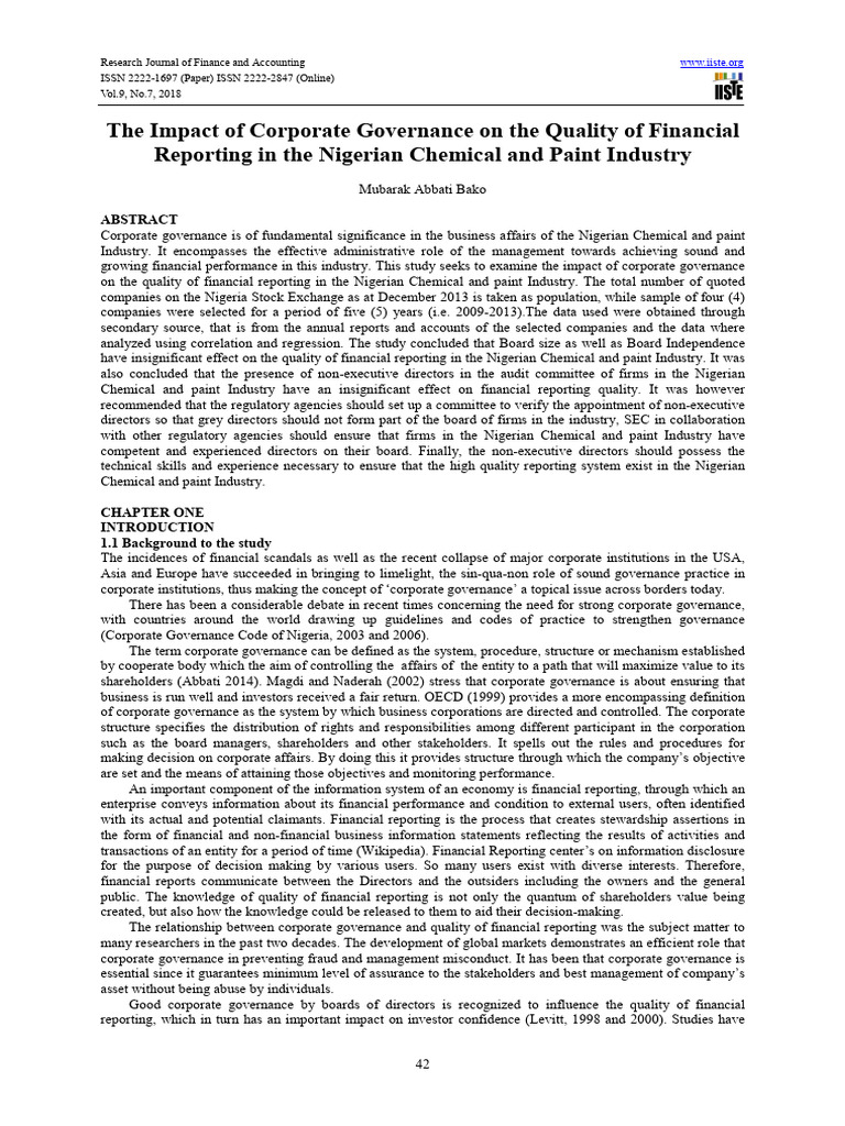 Impact of Corporate Governance | PDF | Corporate Governance | Financial Statement