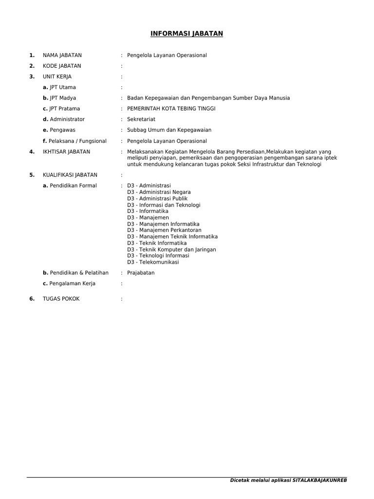 Pengelola Layanan Operasional BKPSDM | PDF