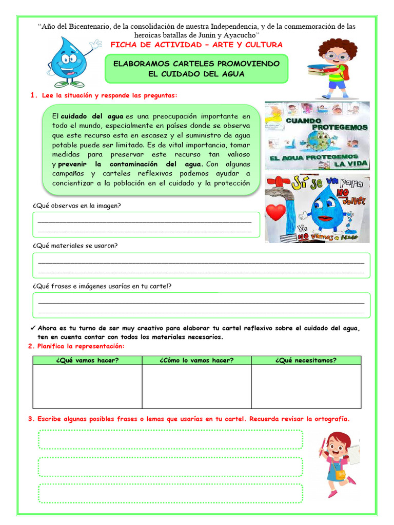 Ficha-Viern-Arte-Elaboramos Carteles Promoviendo El Cuidado Del Agua | PDF