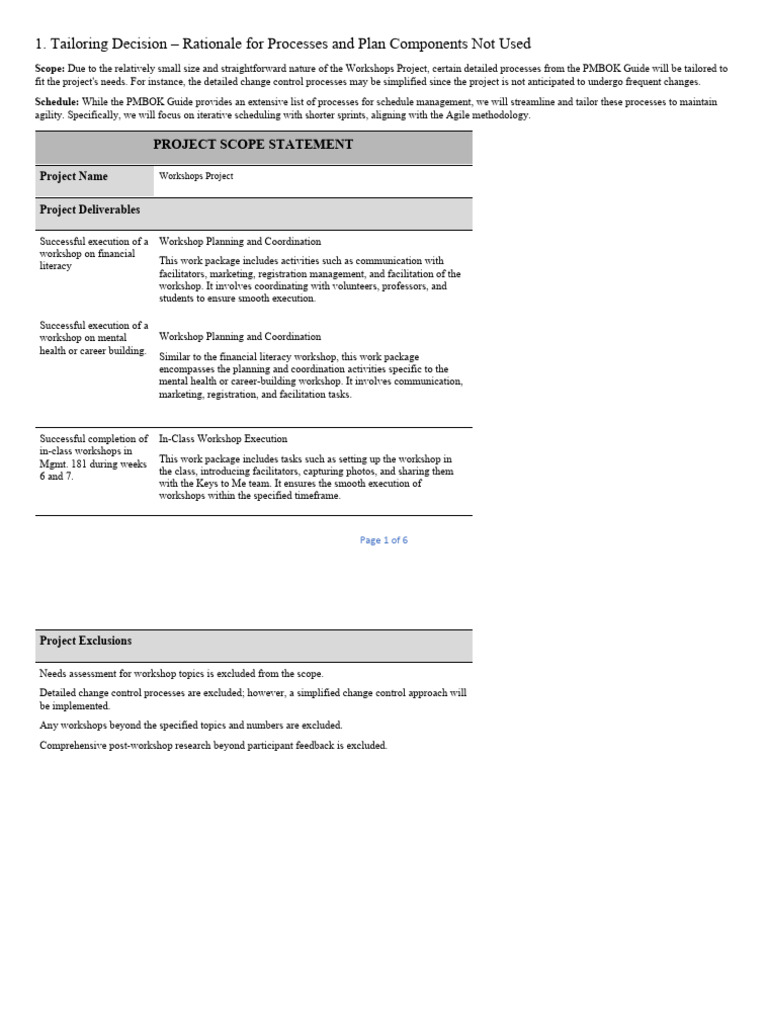 Week 1 - Project Management Plan | PDF | Risk | Agile Software Development