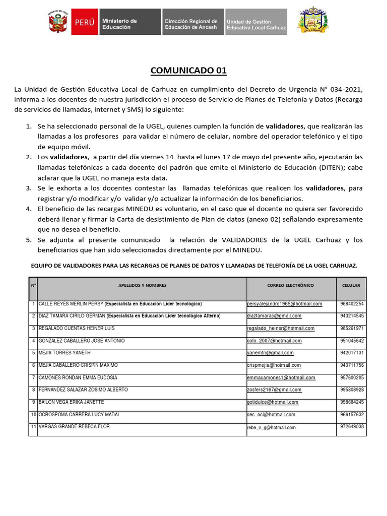 Comunicado 01 | PDF | Maestros