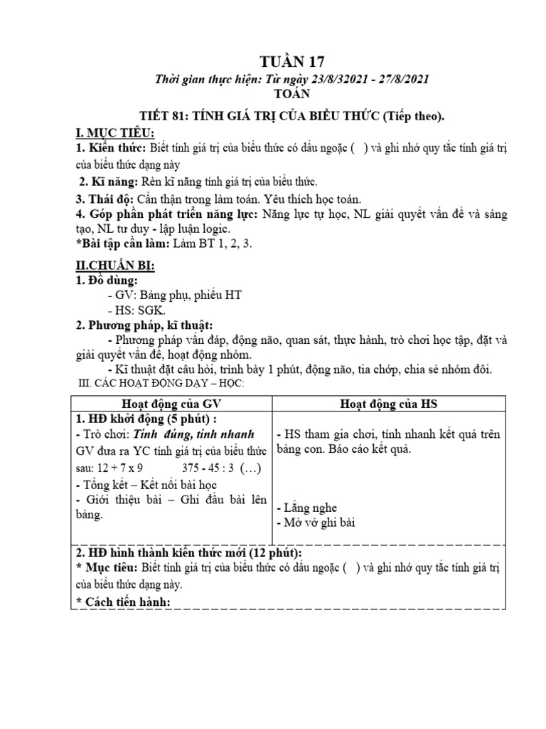 Tuàn 17 Toán M | PDF