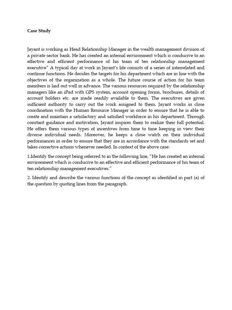 Case Study Functions of Management | PDF