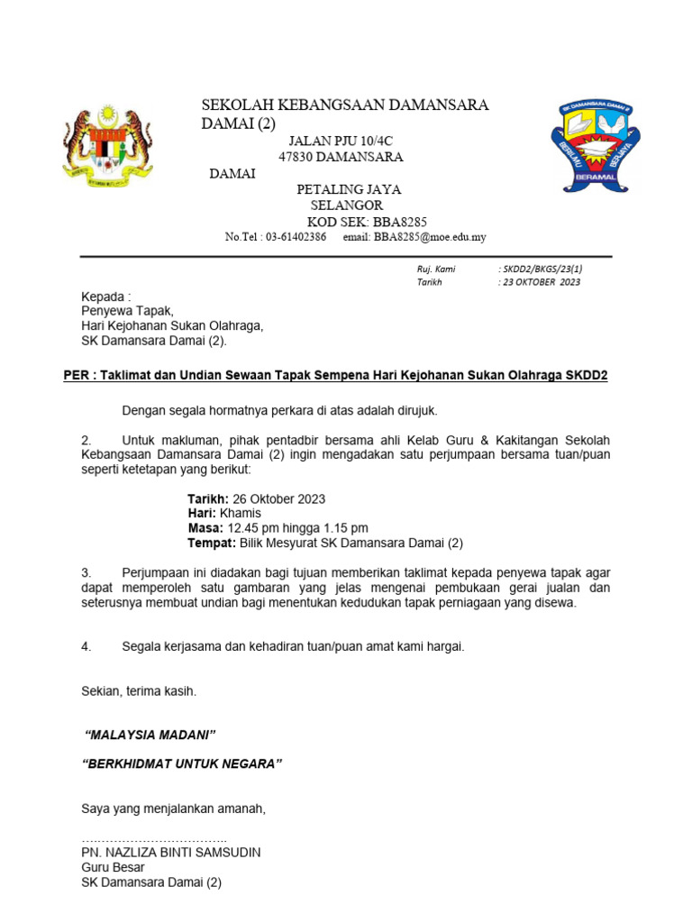 Taklimat Dan Undian Sewaan Tapak | PDF