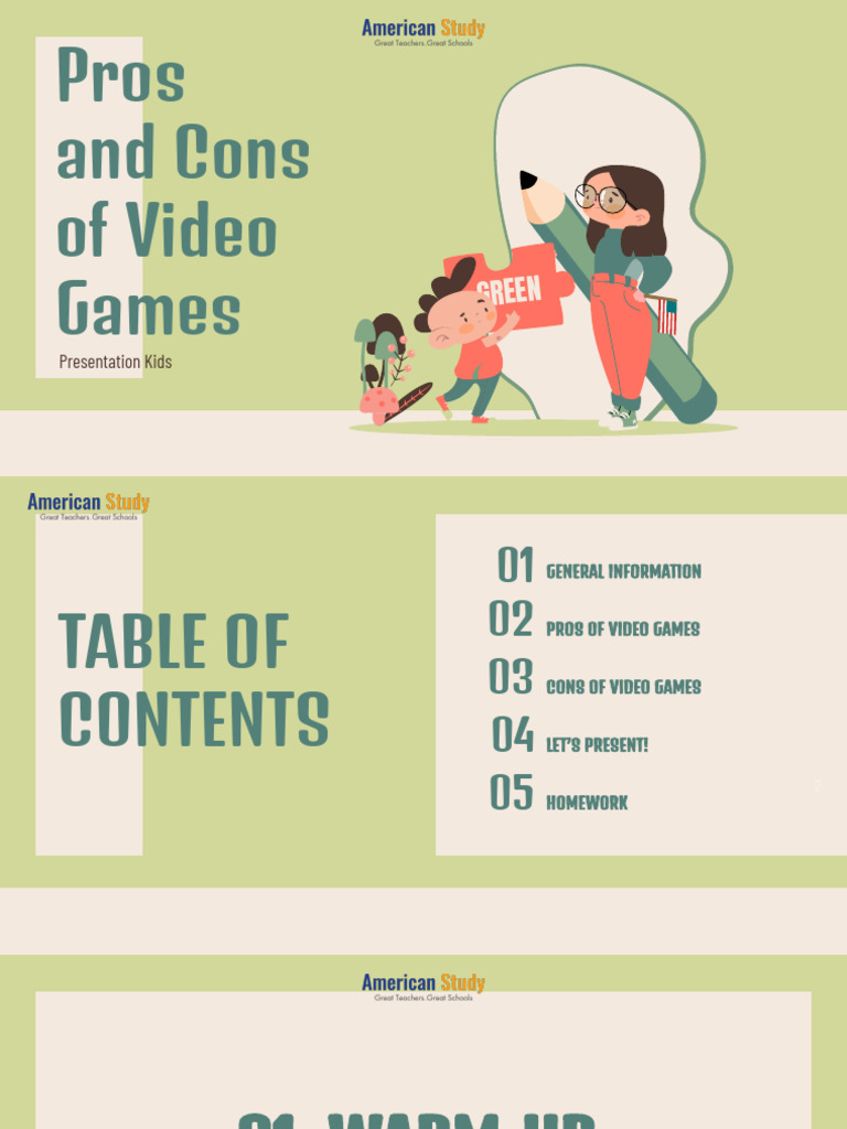 Presentation Kids - Lesson - Pros and Cons of Video Games | PDF | Video Games | Cognition