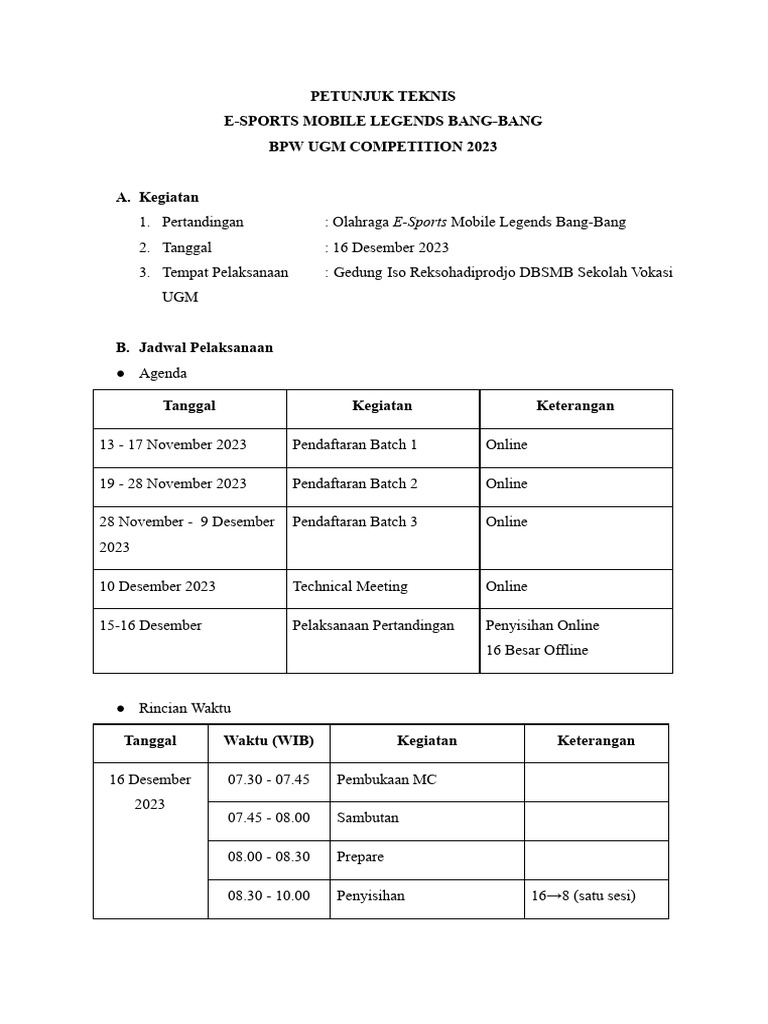 Juknis BPW UGM Competition 2023 Vol. 1 | PDF