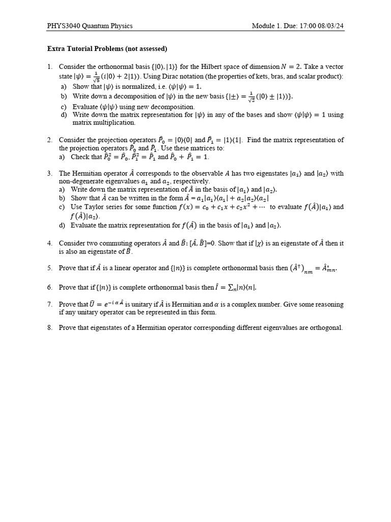 Homework Problems. Module 1 | PDF | Eigenvalues And Eigenvectors | Functions And Mappings