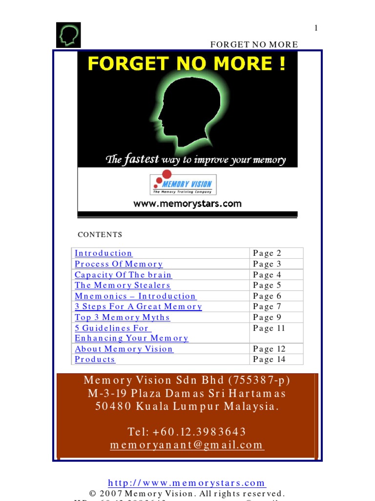 Forget No More | PDF | Mnemonic | Memory
