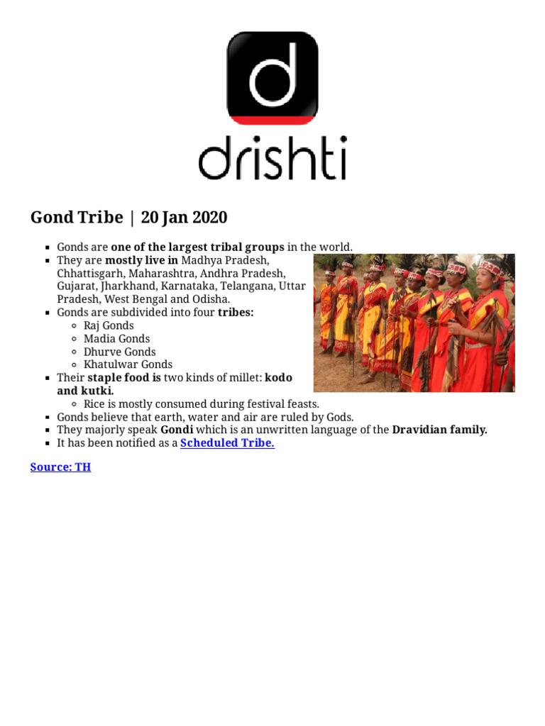Daily-News-Analysis Gond-Tribe Print Manually | PDF