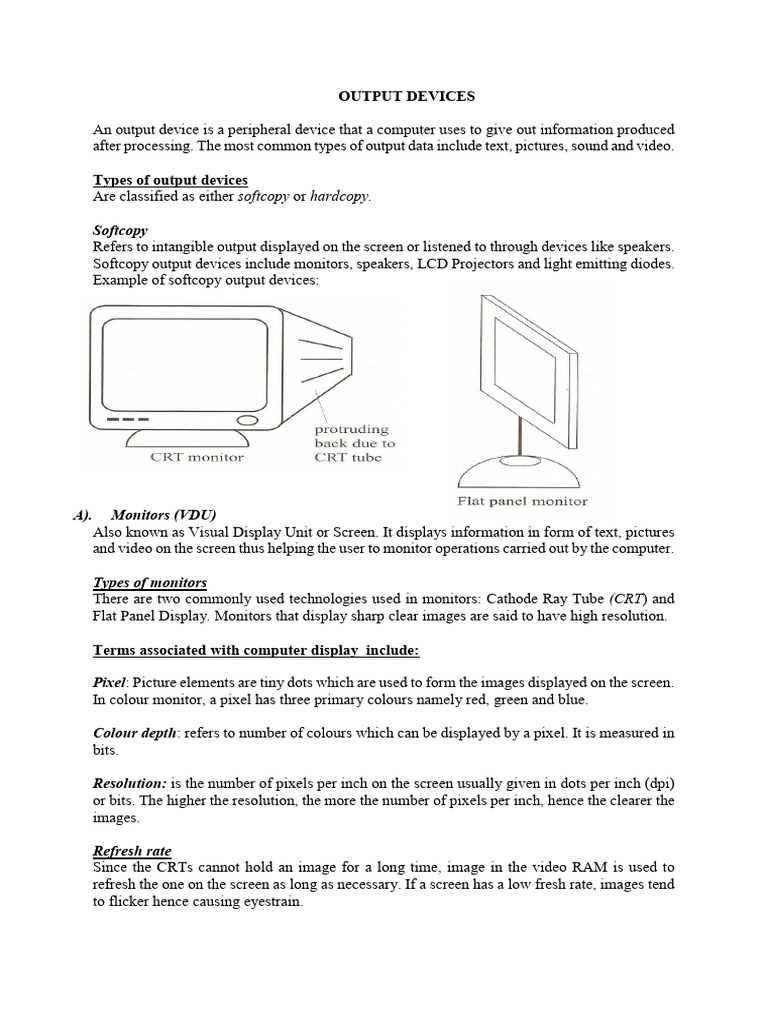 2.2 Output Devices | PDF | Computer Monitor | Printer (Computing)