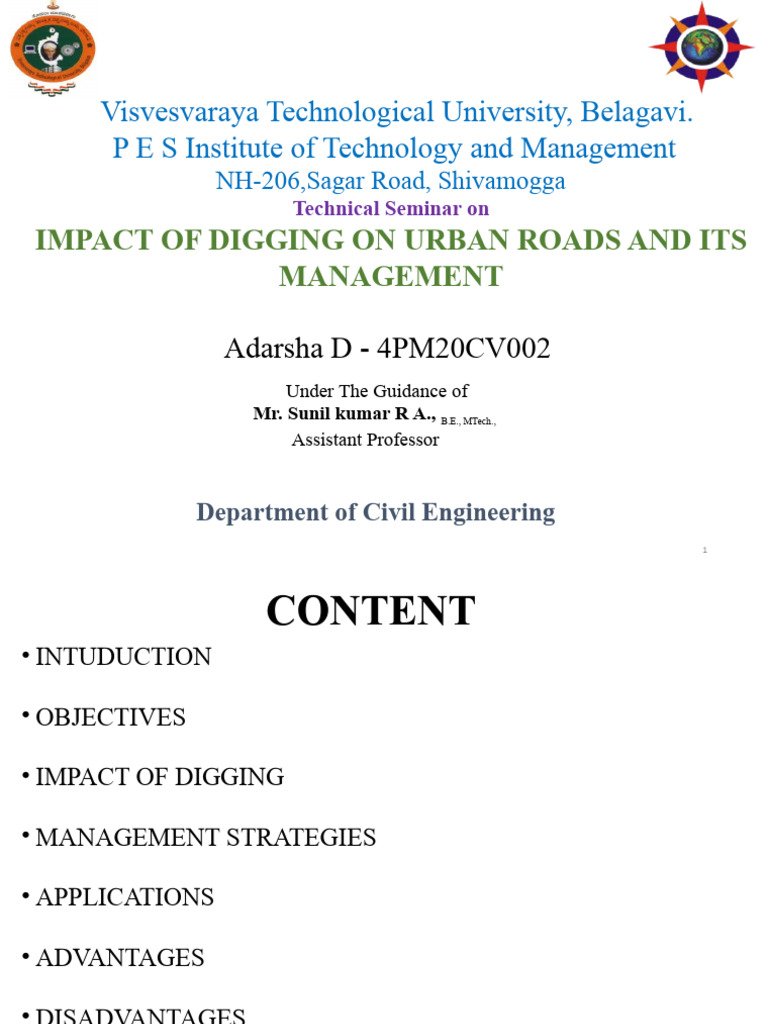 Presentation1 Technical Seminar NEW | PDF | Road | Pollution