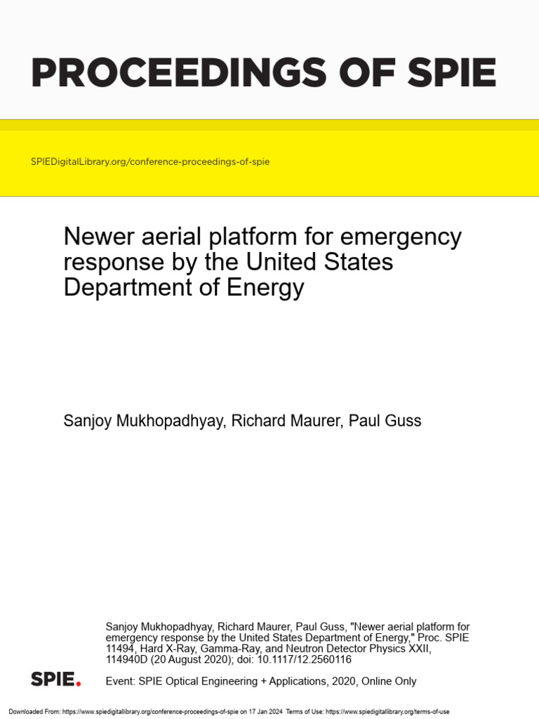 Aerial Platforms for Emergency Response | PDF | Infrared | Radioactive ...
