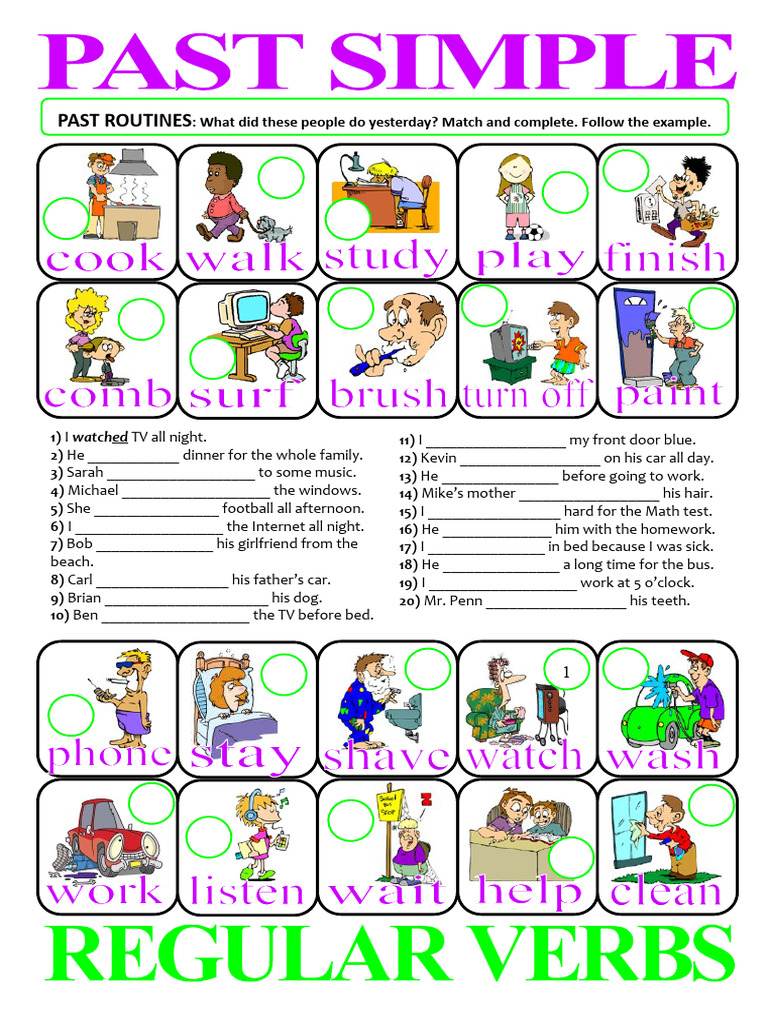 Past Simple Regular Verbs Past Routines Information Gap Activities ...