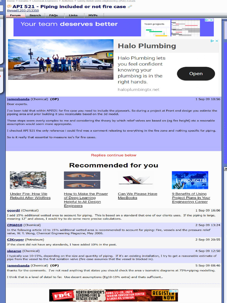API521 - Piping Included or Not Fire Case | PDF
