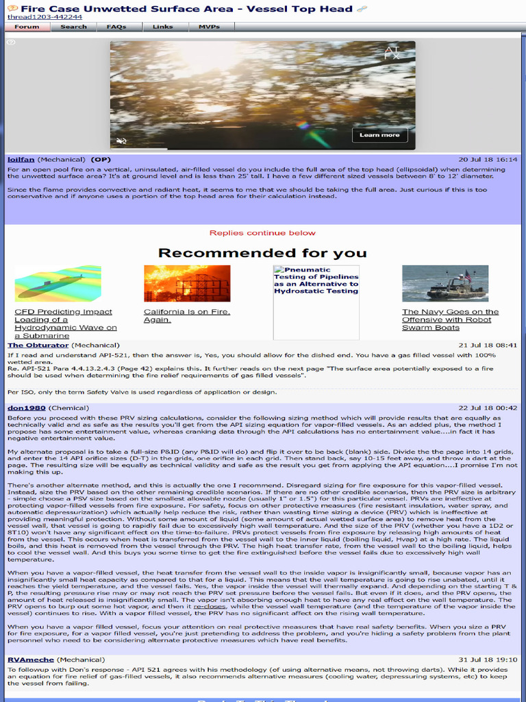 Fire Case Unwetted SA-Vessel Top Head | PDF