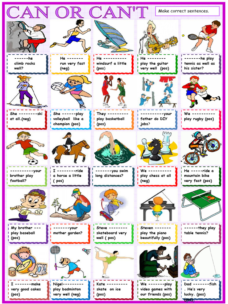 Can or Cant Grammar Drills Picture Description Exercises - 80457 | PDF ...