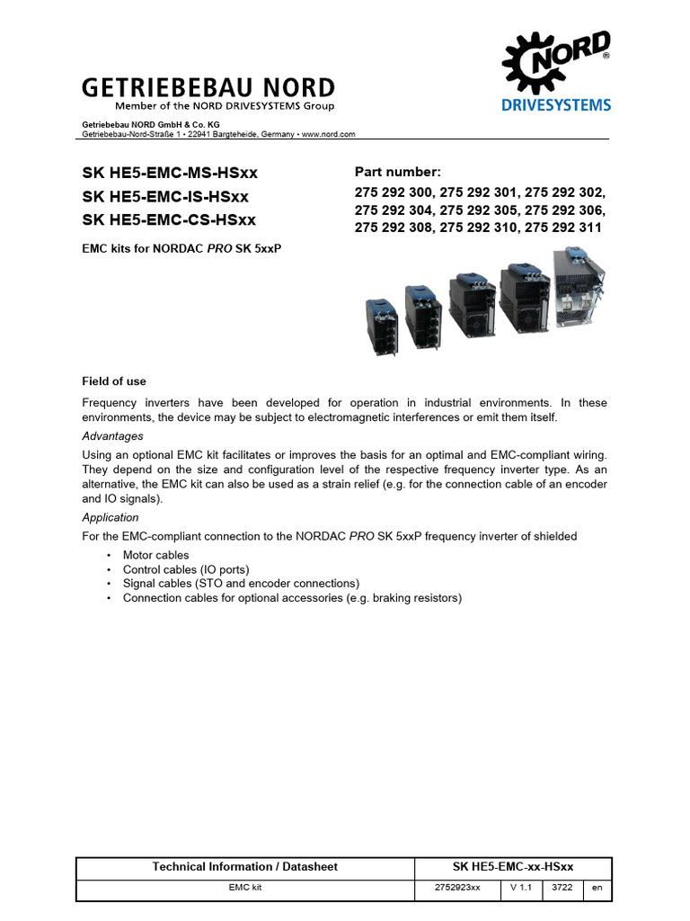 Datasheet Emc Kit 2752923xx en 3722 Desk | PDF | Electromagnetic ...