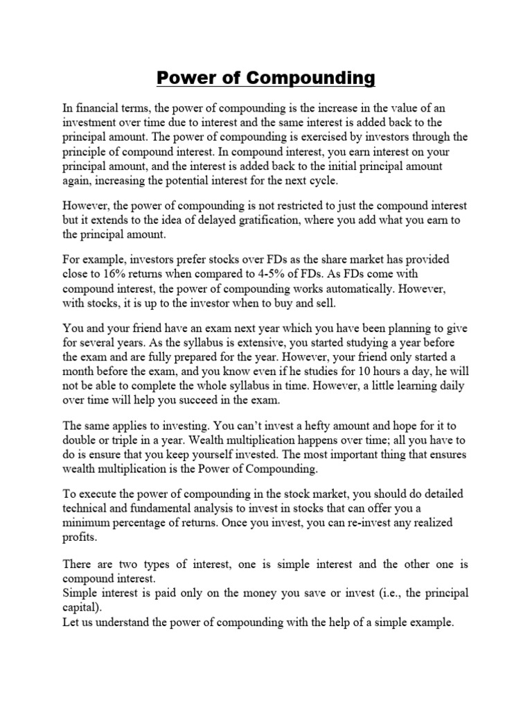 Power of Compounding | PDF | Interest | Investing