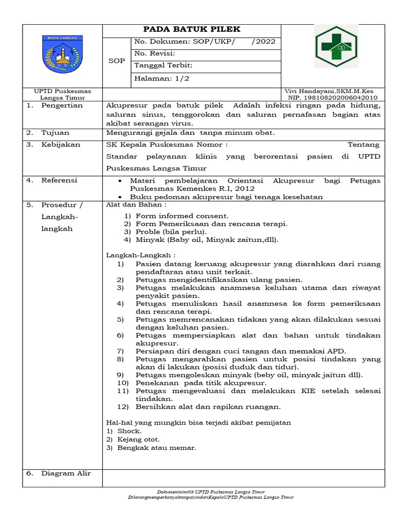 Sop Batuk Pilek | PDF | Kesehatan Holistik | Sains & Matematika