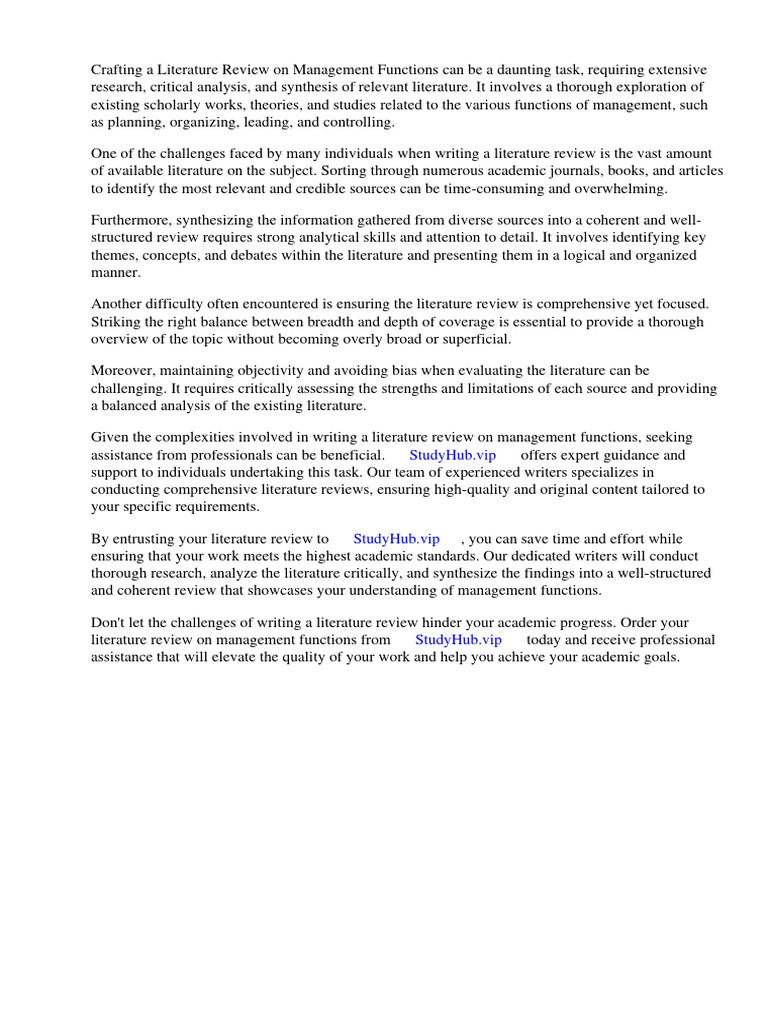 Literature Review On Management Functions | PDF | Analysis | Concept