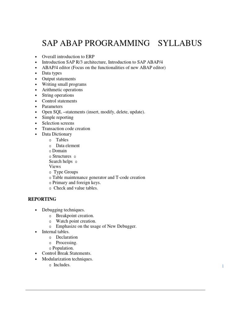Sap - Abap 1 | PDF | Computing | Computer Programming
