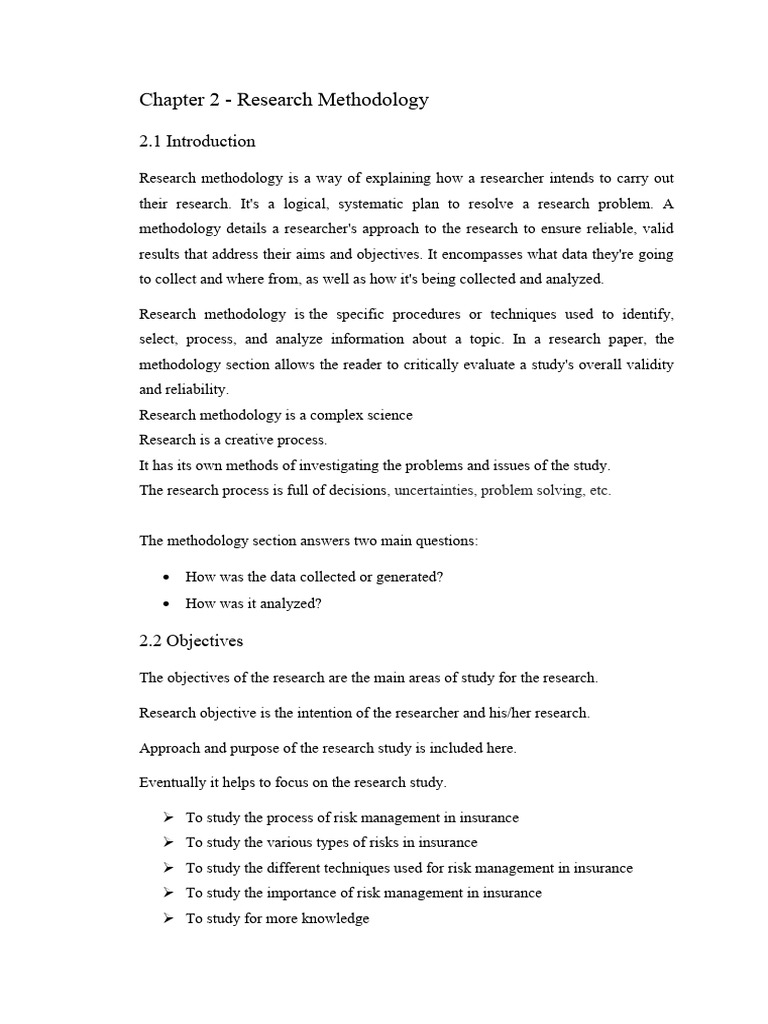 Chapter 2 - Research Methodology | PDF | Methodology | Risk