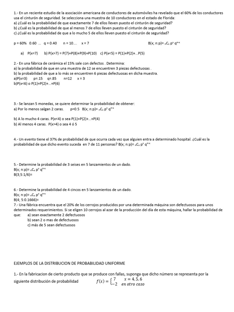Laboratorio 4a Prob y Est (Dist de Probabilidad) | PDF | Probabilidad ...