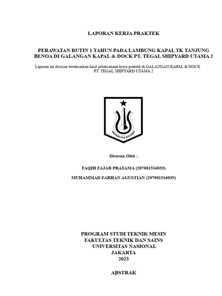 Perawatan Rutin Kapal di Tegal Shipyard | PDF