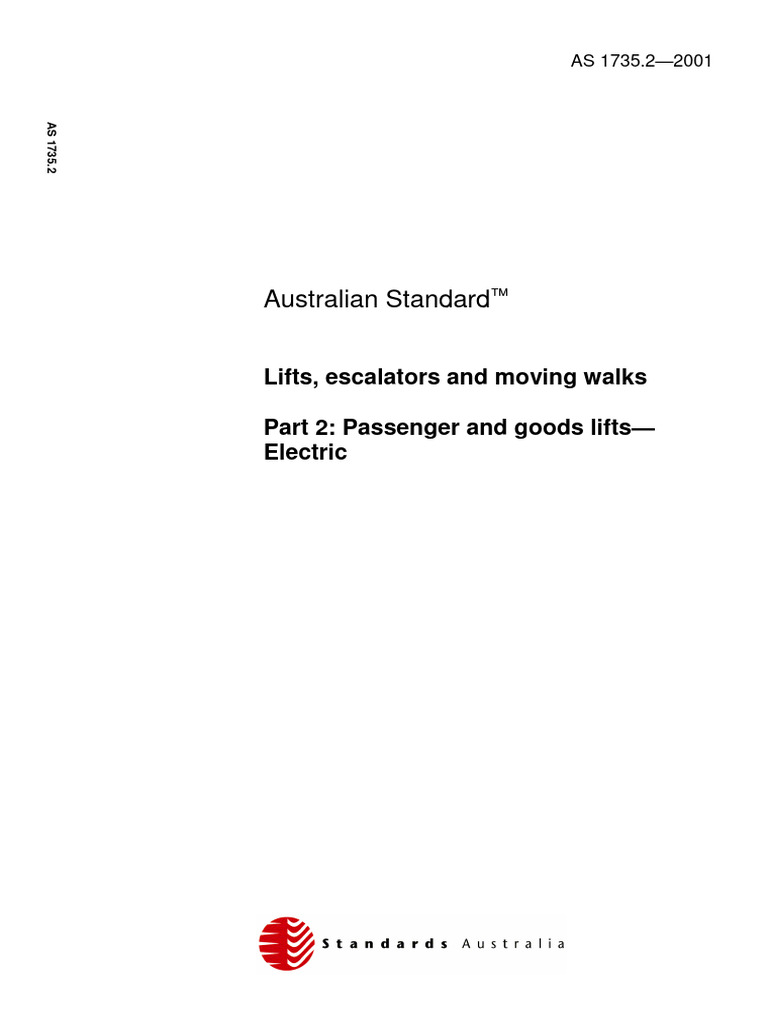 AS 1735.2-2001 Passenger & Goods Lifts - Electric | PDF | Elevator | Door