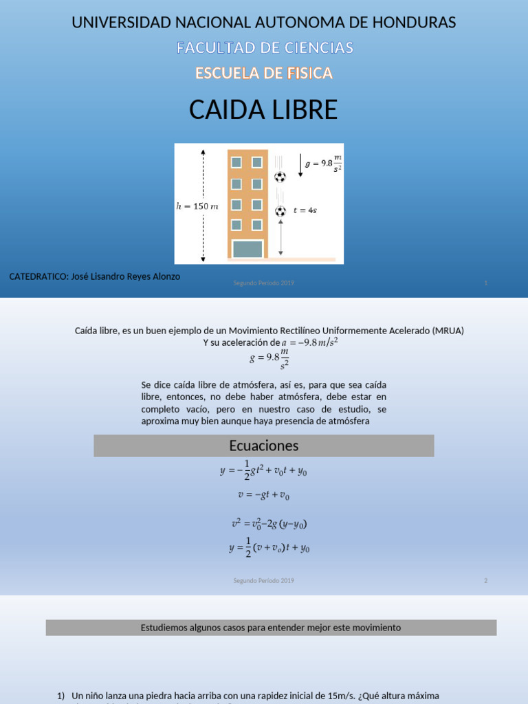 Caida Libre | PDF | Física Aplicada e Interdisciplinaria | Mecánica