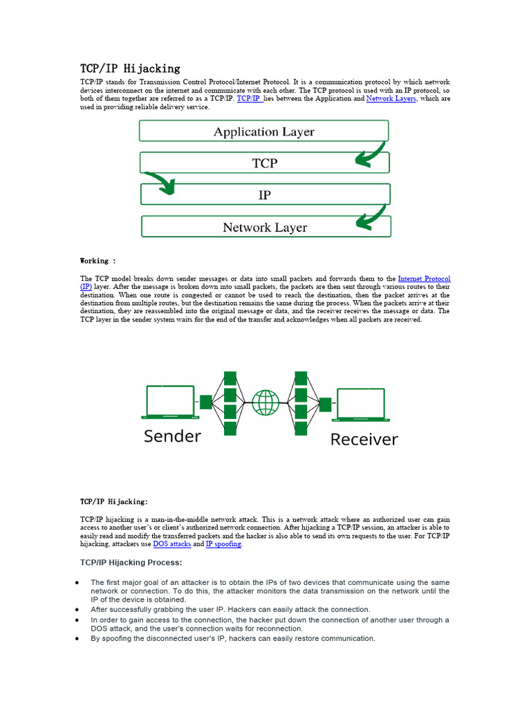 TCP/IP Hijacking | PDF | Transmission Control Protocol | Internet Protocol Suite