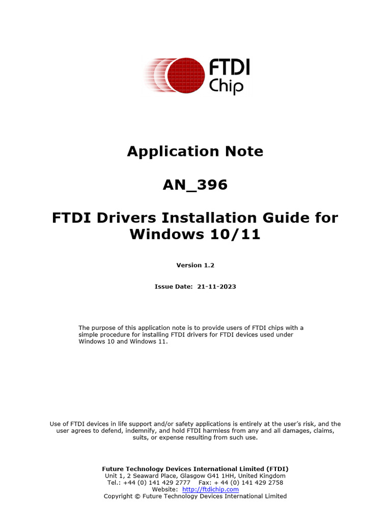 AN 396 FTDI Drivers Installation Guide For Windows 10 11 | PDF | Microsoft Windows ...