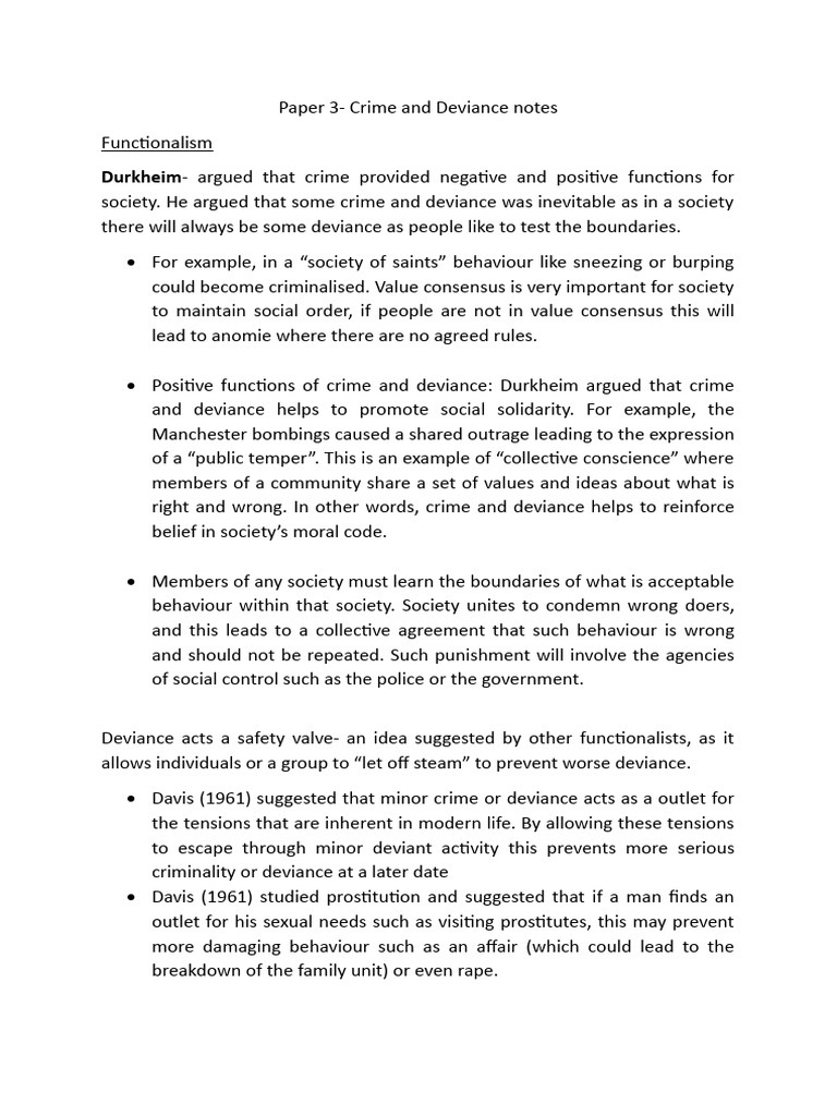 Functionalist Views on Crime | PDF | Deviance (Sociology) | Crimes