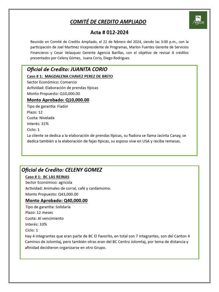 Acta 012-2024-Comite Ampliado - 22 Febrero 24 JM | PDF | Dinero | Business