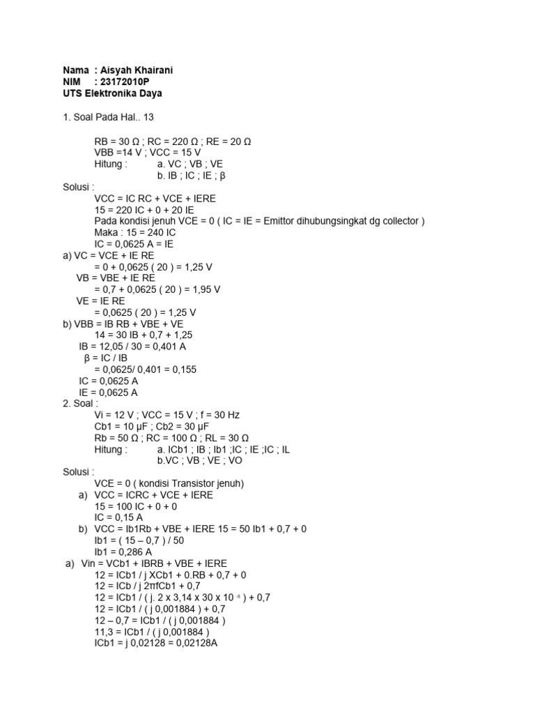 UTS Elektronika Daya: Soal & Solusi | PDF | Teaching Methods & Materials