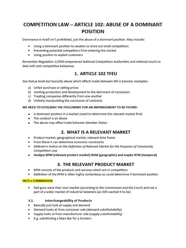 Competition Law - Article 102 | PDF | Intel | Marketing