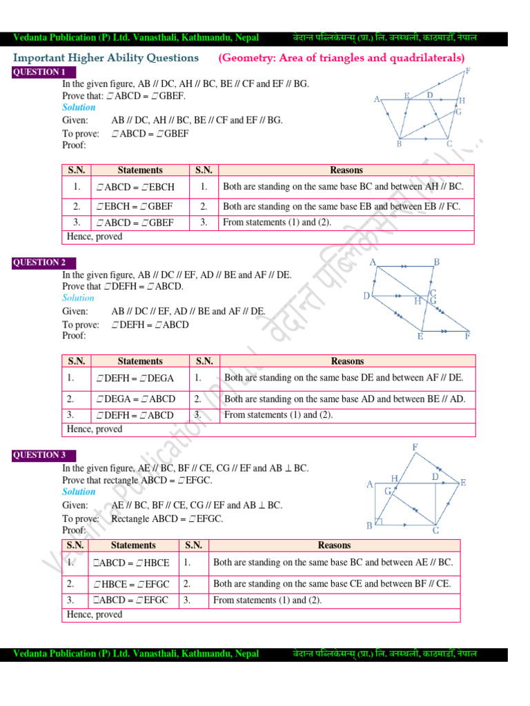 Ha Questions Area of Triangles and Quadrilaterals 20240125083432 | PDF ...