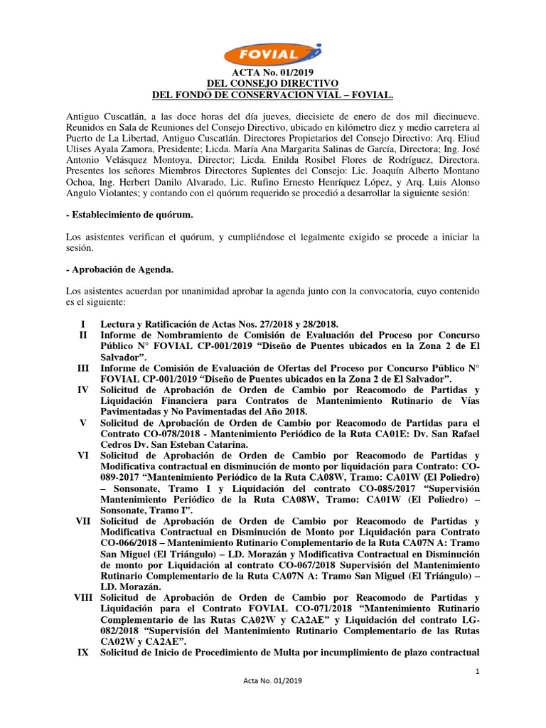 Acta 01-2019 | PDF | Hormigón | Comisión Europea