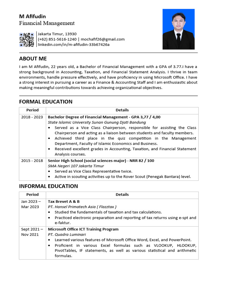 CV Afif ATS Table | PDF | Computing