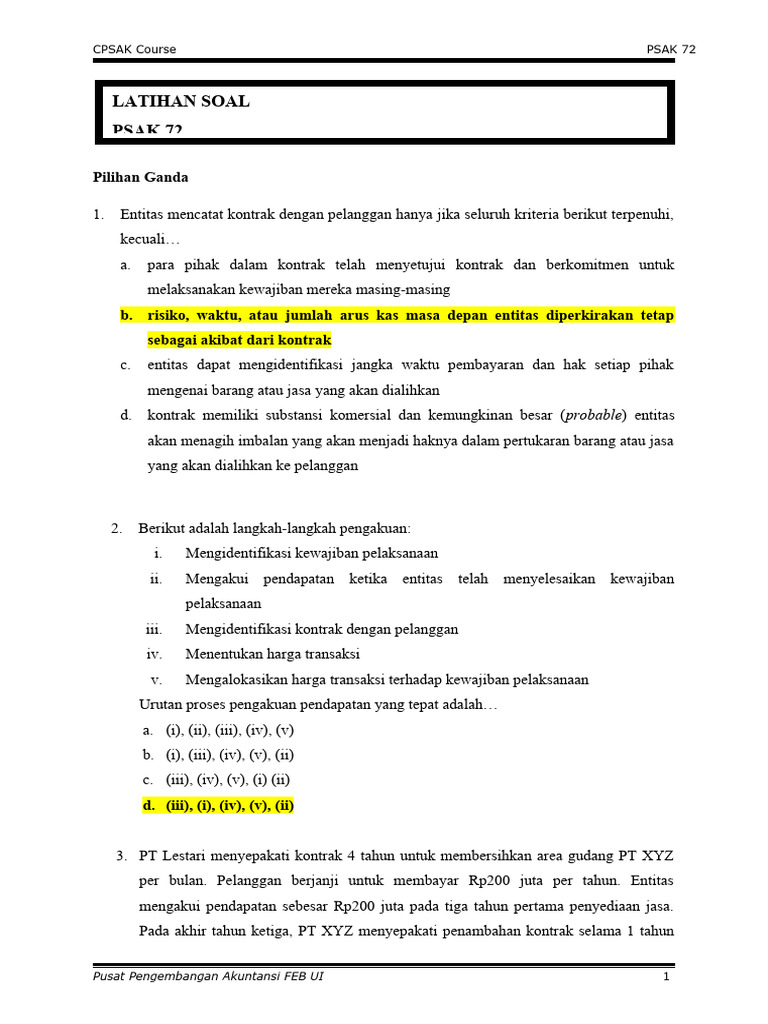 Contoh Soal PSAK 72 dan Penerapannya | PDF
