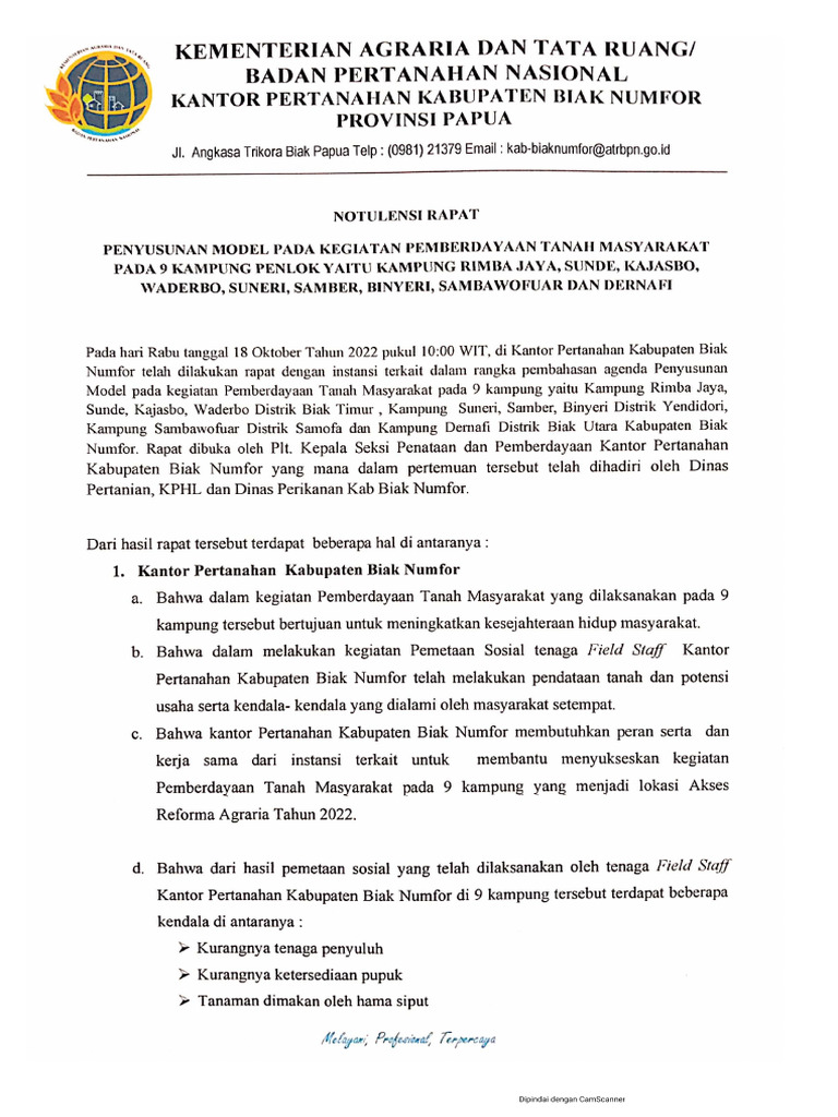 Notulensi Rapat Penyusunan Model | PDF