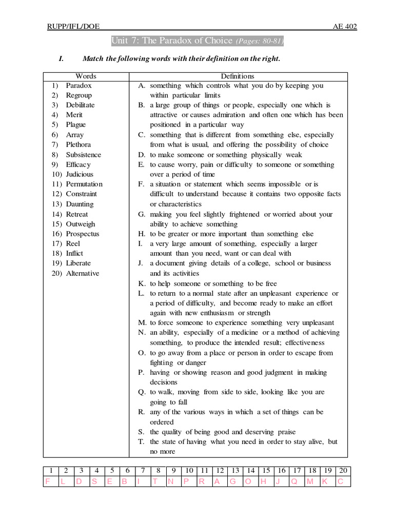 Unit 7 Vocabulary | PDF