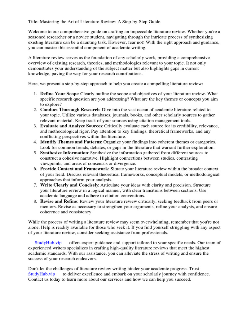 Literature Review Example Step by Step | PDF | Citation | Literature Review