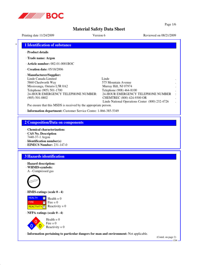 Argon EN BOC | PDF | Dangerous Goods | Personal Protective Equipment