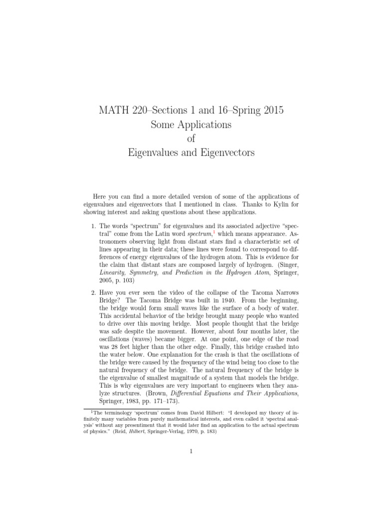 SomeApplications-EigenvaluesEigenvectors | PDF | Algebra | Mathematical Objects