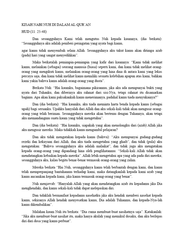 Kesalahan Kaum Nuh dalam Kisah Al-Qur'an | PDF