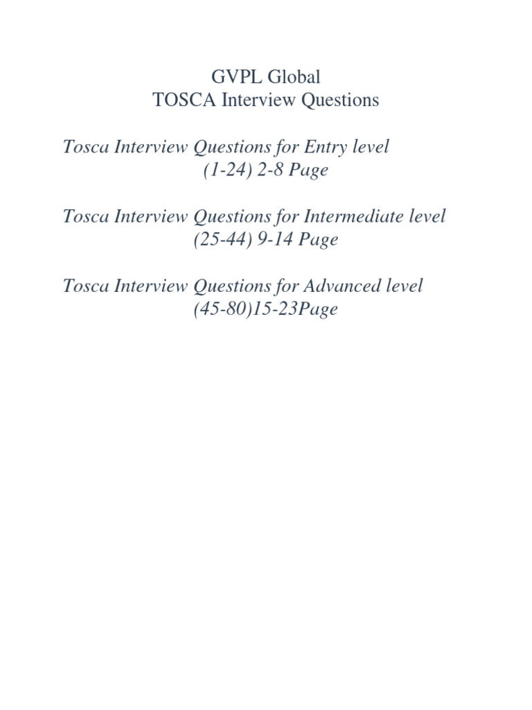 TOSCA Interview Questions (Entry To Advanced) | Download Free PDF ...