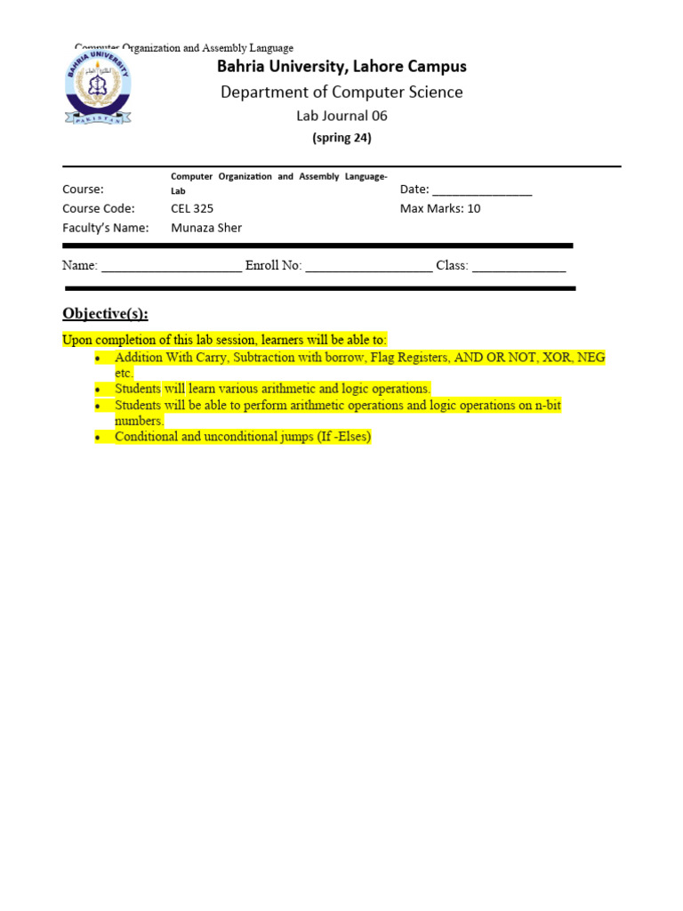 Coal Lab 6 21032024 100547am Pdf Arithmetic Computer Engineering 