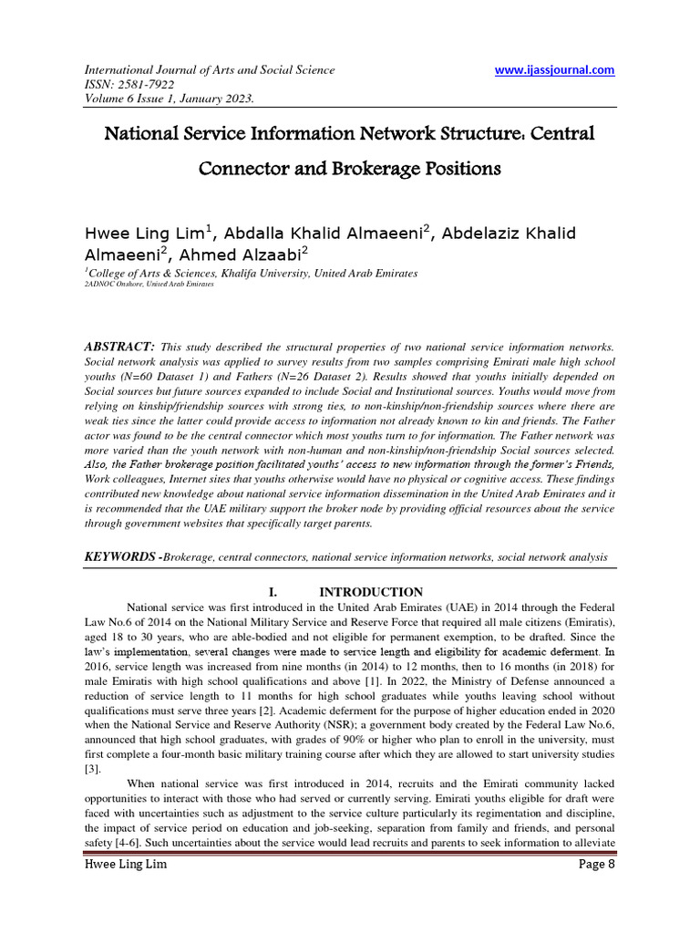 National Service Information Network Structure: Central Connector and ...